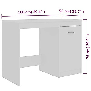 BynJoo Small Writing Desk Computer Desk,Wood Secretary Desks for Home Office,Homework and School Studying Writing Desk,for Homefor Simple Corner Desk with One Integrated Cabinet.White(39.4" Inche)
