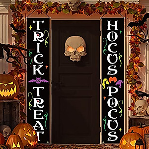 Halloween Decorations Outdoor, Trick or Treat and Hocus Pocus Front Door Porch Banners, Halloween Decorations Indoor, Halloween Porch Decor, Fall Decor
