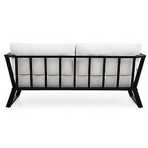 ZURI Modern Outdoor Patio Nadie Stainless Steel Sofa with Quick Drying Cushion - Black/White