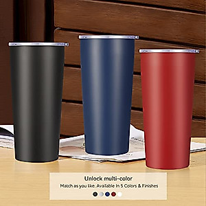 DOMICARE 20 oz Tumbler with Lid and Straw, Stainless Steel Tumblers Bulk Vacuum Insulated Tumbler Travel Coffee Mug Pack of 1, Red