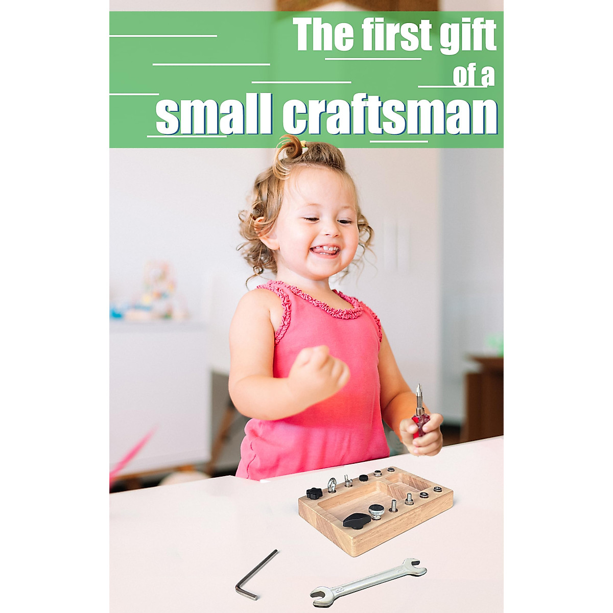 Montessori Screwdriver Board Set, Real 17 Pcs & 12 Holes Fine Motor Skills 3 4 5 +Kids Patience Basic Life Skill Educational Wooden STEM Toys for Toddler Preschool Materials Busy Sensory Tools