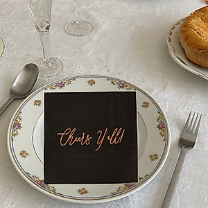 Cheers Y'all Napkins Wedding Cocktail Napkins Engagement Paper Disposable Party Napkins Bridal Shower, Bachelorette towel Decorations Supplies Set of 50 3 Ply