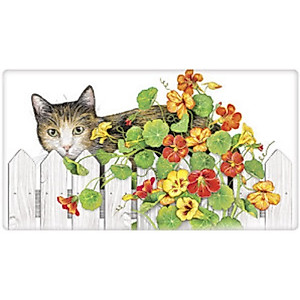 Mary Lake-Thompson BT793 Picket Fence Cat Flour Sack Towel 30 Inches Square Design in Lower Center Only
