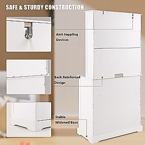 PETSITE Kitchen Hutch Storage Cabinet, Pantry Buffet Cabinet w/Tempered Glass Doors, Double Drawers, Adjustable Shelves & Anti-toppling Fitting, Tall Cupboard for Dining Room (White)