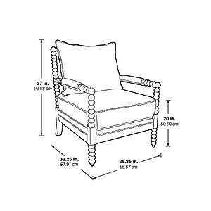 OSP Home Furnishings Fletcher Spindle Accent Chair, Brush Charcoal Finish with Linen