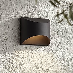 Possini Euro Design Ratner Modern Outdoor Wall Light Fixture Black LED Downlight Dark Sky 5 1/2" for Exterior Barn Deck House Porch Yard Patio Outside Garage Front Door Garden Home Roof Lawn