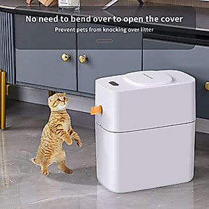 JOYBOS Bathroom Trash Can, 4 Gallon Waterproof Motion Sensor Small Bedroom Garbage Can with Lid, Slim Plastic Narrow Trash Bin for Kitchen,Office,RV. Grey