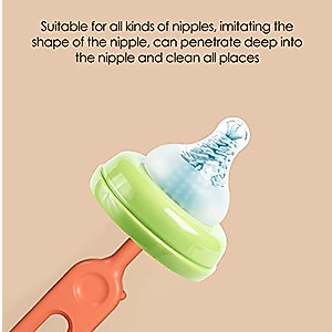 MOOANE Bottle Brush,Silicone Baby Bottles Brush with 360 ° Rotation and Long Handle,Bottle Cleaner Brush Set for Kid,Set of 3 (Orange)