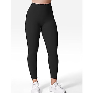 VOYJOY V-Back Scrunch Butt Leggings Workout Gym Lifting Leggings Gym Leggings Booty Tights Deep Black