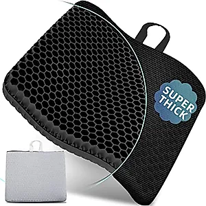 Super Large & Thick Gel Seat Cushion for Long Sitting, Office Chair Cushion for Car, Wheelchair, Desk, Stadium- Hip, Coccyx, Sciatica, Pressure Sores Tailbone Pain Relief Pad, Seat Cushion