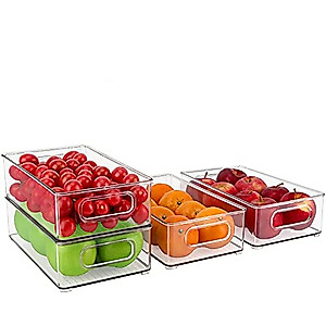 MLTS Fridge organizer | Stackable Storage Bins Clear Plastic Pantry Rack Refrigerator Kitchen Cabinet Frozen pod dividers Mini can holder Food Safe Multiple Use Pack of 2