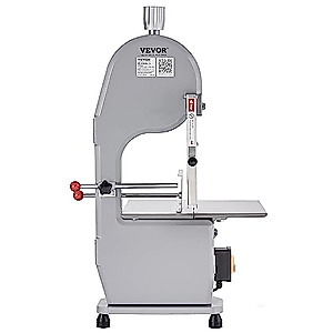 Commercial Electric Meat Bandsaw, 1100W Stainless Steel Countertop Bone Sawing Machine, Workbeach 19.3" x 15", 0.16-7.9 Inch Cutting Thickness, Frozen Meat Cutter with 6 Blades for Rib Pork Beef