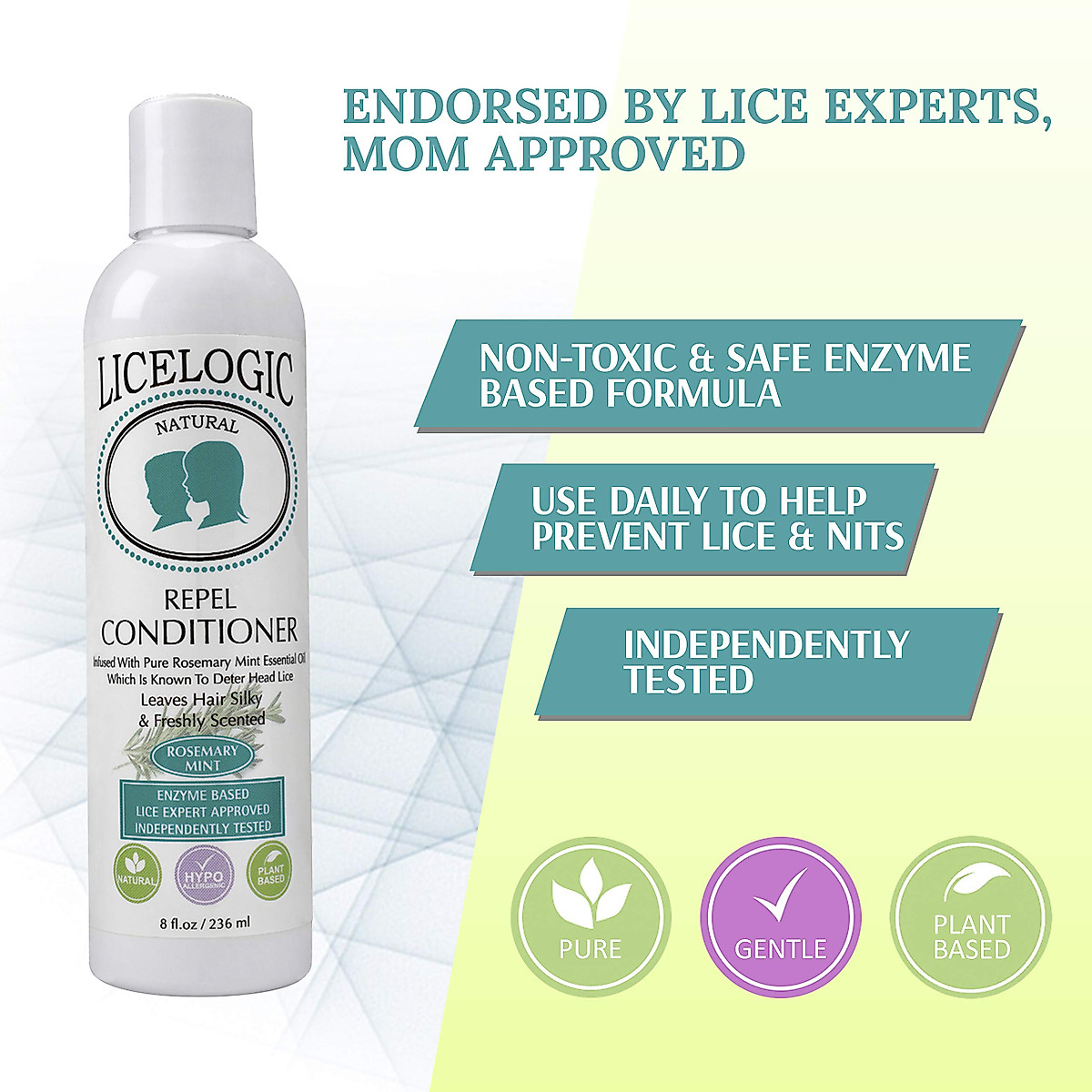 LiceLogic Lavender Lice Prevention Conditioner 8oz - Effective Against Super Lice, Kills Eggs & Nits, Safe, Naturally Derived Formula