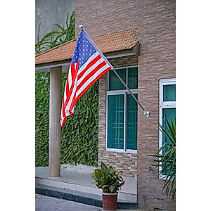 MoXwo 1" Dual Metal Flag Pole Holder for Outside House with 3 Fixing Clamps - Heavy Duty Aluminum Alloy Flag Holder for Outside 0.75 to 1 inch - Wind & Rust Resistant Flag Pole Holders Brackets-White