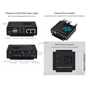 Dual Gigabit Ethernet 5G/4G Mini-Computer with Metal Case and Cooling Fan Based On Raspberry Pi Compute Module 4 (NOT Included) @XYGStudy (CM4-DUAL-ETH-4G/5G-BOX)