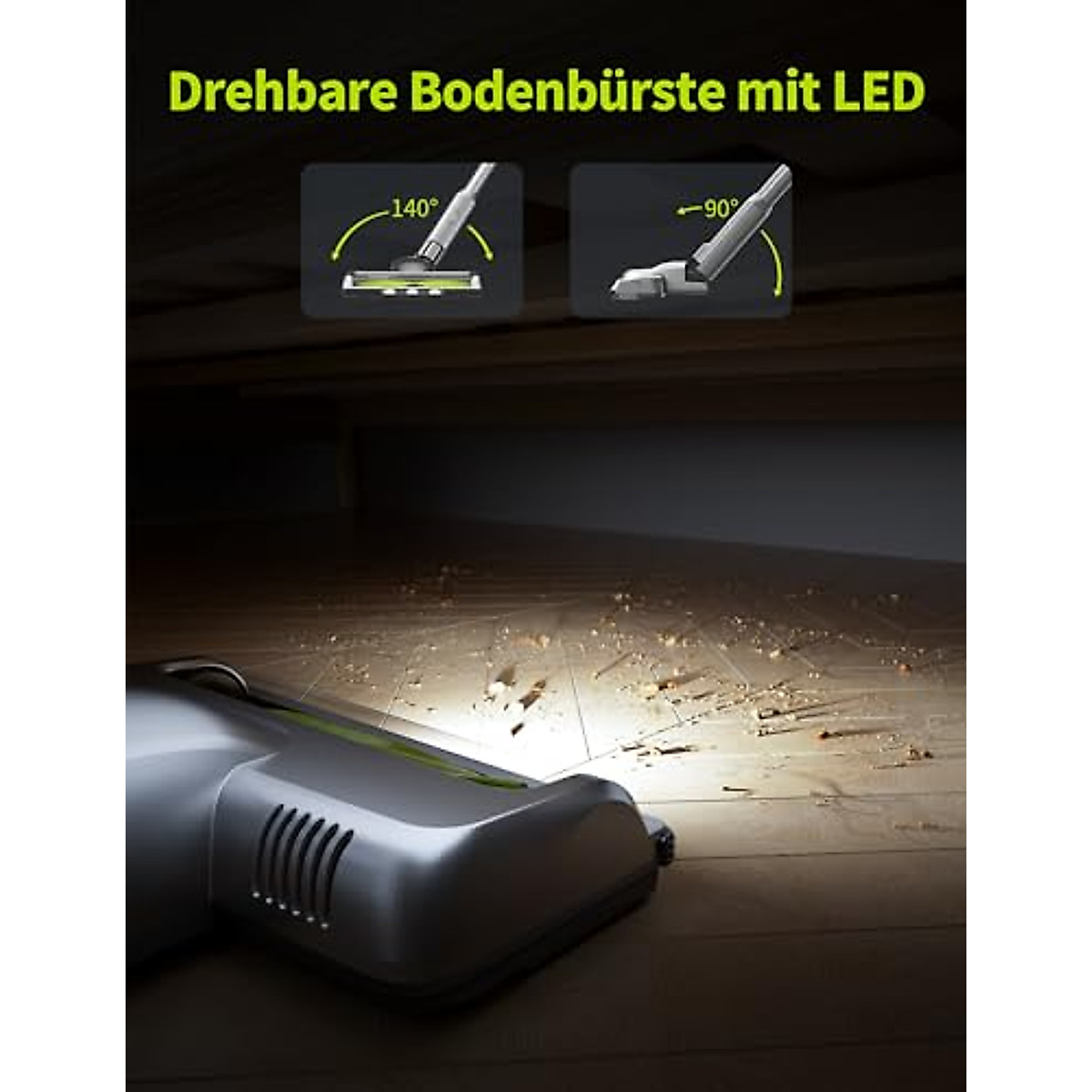 kalado Cordless Vacuum Cleaner, 26Kpa Powerful Stick Vacuum Cleaner, Portable Vacuum Cleaner with LED Display, Rechargeable Vacuum, Self-Standing, Brushless Motor, 6-in-1 Multifunctional Cleaner