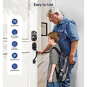 Veise Fingerprint Door Lock Set, Keyless Entry Door Lock, Front Door Handle Sets, Electronic Keypad Deadbolt with Lever Handle, 2 Keys, Auto Lock, Code Door Lock, Easy Installation, Oil Rubbed Bronze