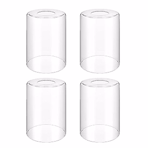 Licperron Clear Glass Lamp Shade Replacement 4 Pack,5.5inch High, 3.9inch Diameter, 1.69inch Fitter, High Transmittance Cylinder Glass Lampshade Covers for Vanity wall light fixtures Pendant Light