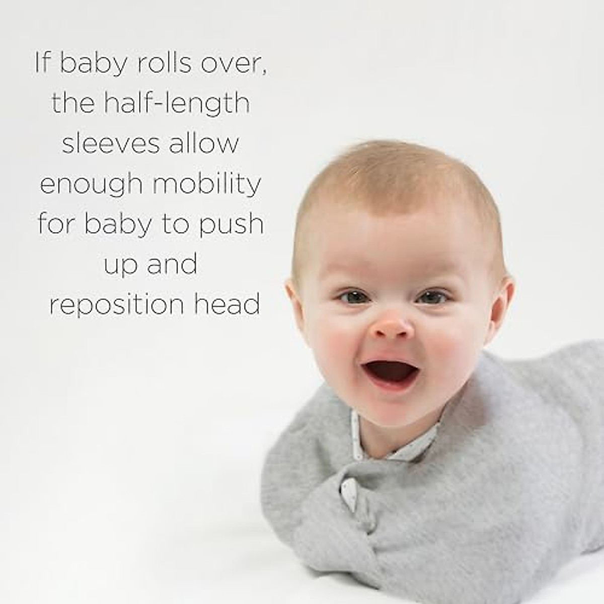 SwaddleDesigns Transitional Swaddle Sack with Arms Up Half-Length Sleeves and Mitten Cuffs, Medium, 3-6 Months, 14-21 lb, Heathered Gray (Arms Up Swaddle, Transition Swaddle Sleep Sack)