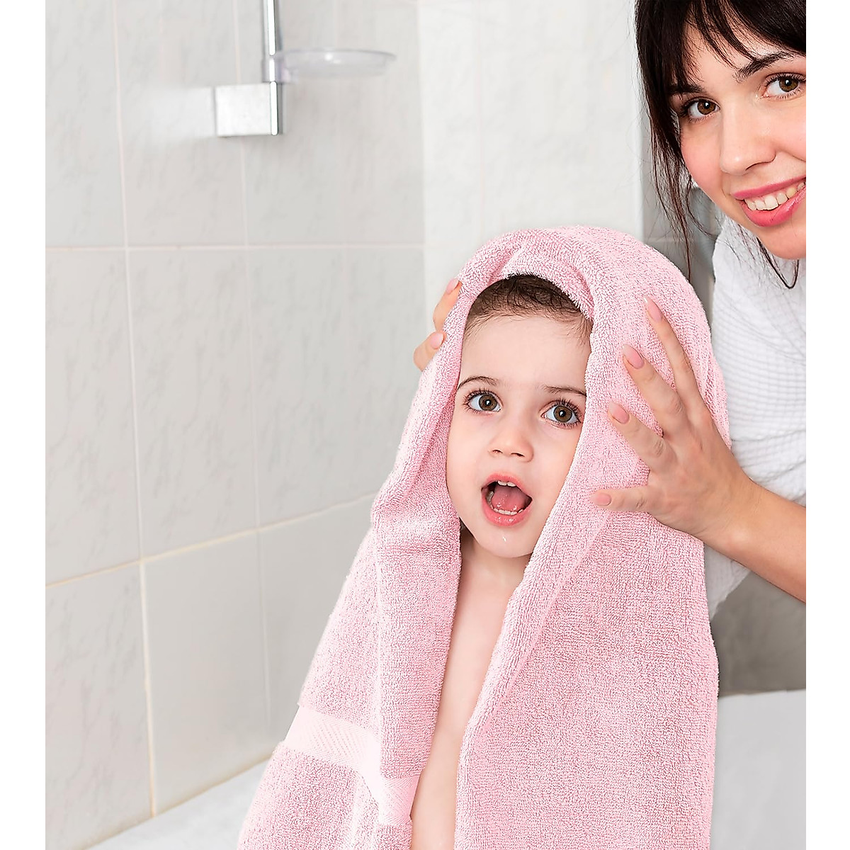 Oakias 6 Pack Small Cotton Towels Pink – 22 x 44 Inches 500 GSM – Hotel, Pool & Gym Towels – Highly Absorbent