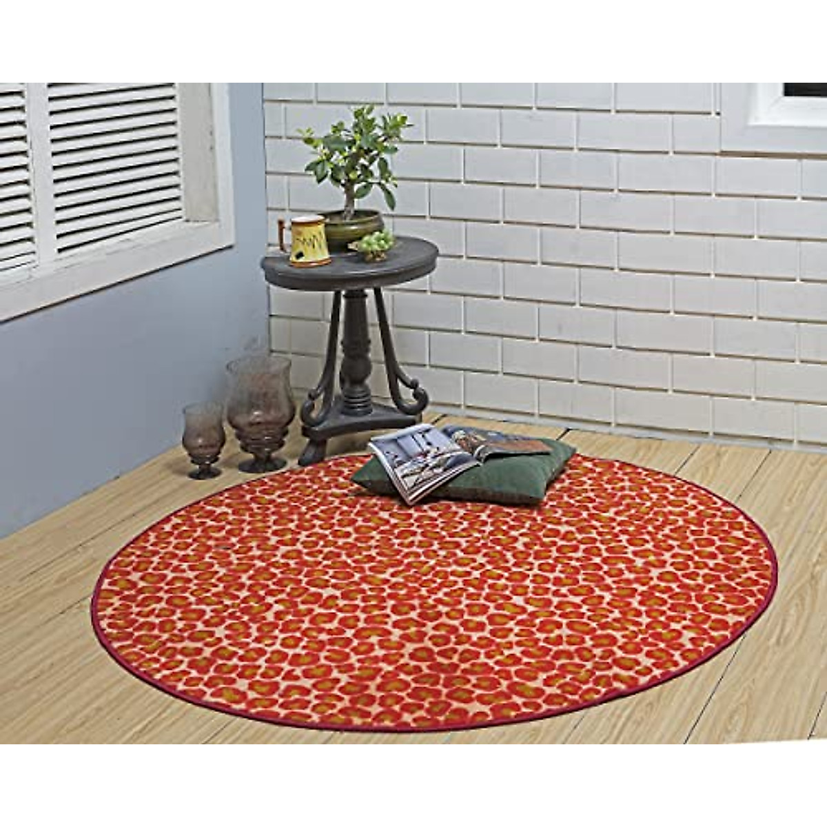 Furnish my Place Cheetah Print Area Rug, Animal Print Pattern Mat, Pet-Friendly Indoor Carpet, Wildlife Animal Inspired with Cheetah Design Rug for Living Room, Home Décor, 4' Round