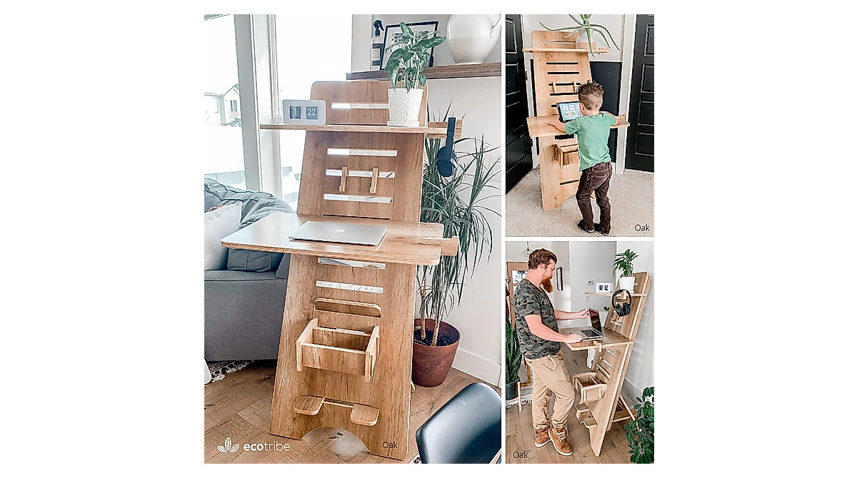 Modern Height Adjustable 2-Tier Desk for Small Spaces