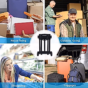 Orange Tech Folding Hand Truck, 220 lbs Heavy Duty Luggage Cart, 4 Wheels Solid Construction, Portable Fold Up Dolly, Compact and Lightweight for Luggage, Personal, Travel, Moving and Office Use