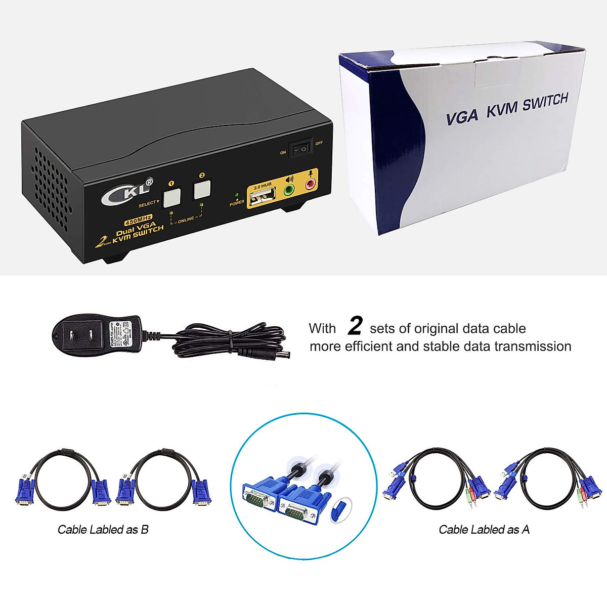 CKL VGA KVM Switch 2 Port Dual Monitor Extended Display (CKL-822UA)