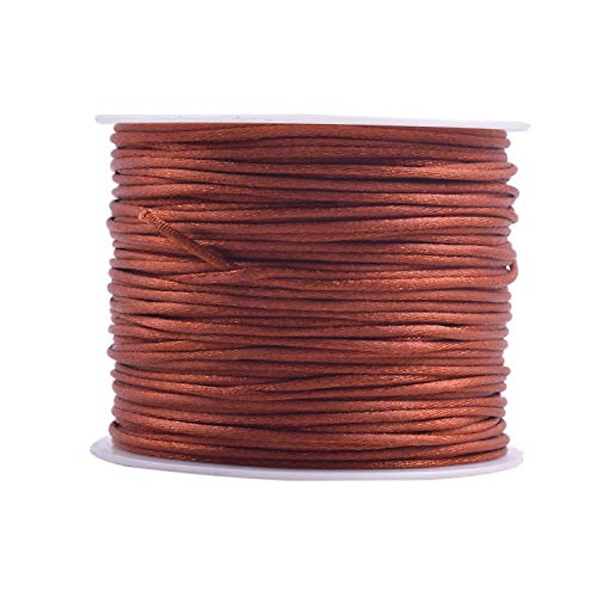 KONMAY 100 Yards 1.5mm Nylon Rattail Satin Silk Trim Cord, Bracelet Making String for Chinese Knotting, Kumihimo, Beading, Jewelry Making, Rust