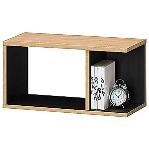 Otlsh Open Bookcase, Organizing Shelf, Desktop Bookshelf, Natural+Black