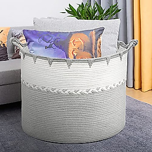 DUOLEO XXXXXL Large Rope Blanket Baskets 26" x 26" x 18" Woven Baskets for Storage Baskets for Blankets Laundry Basket for Toys Storage Basket with Handle Laundry Hamper