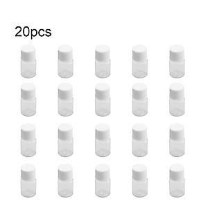 Bettomshin 20Pcs 5ml PE Plastic(Food Grade) Bottles, Sample Bottle Wide Mouth Sealing Storage Lab Container White for Sample Storage Transparent