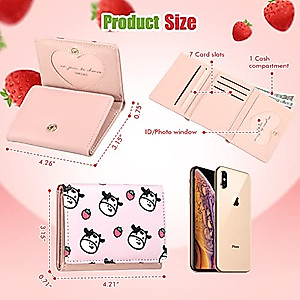 3 Pieces Kawaii Strawberry Milk Box Cross Body Purse Bag Cute Cow Strawberry Print Tri Folded Purse Pocket Phone Wallet Shoulder Bags ID Card Holder Fruit Novelty Purse Pink Girl Purse Shoulder Bags