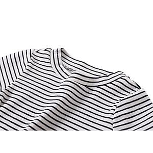 Toddler Girls Boys Long Sleeve Tee Shirts Little Kids Cotton Striped Crew Neck Tops (White,3T)