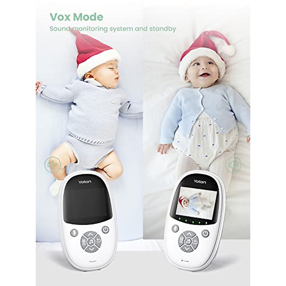 YOTON Portable 2.4" Baby Monitor YB01 with Camera and Audio, Auto Night Vision, 2-Way Talk,Temperature Monitor and 8 Lullabies VOX Mode,for Pet,Plug & Play