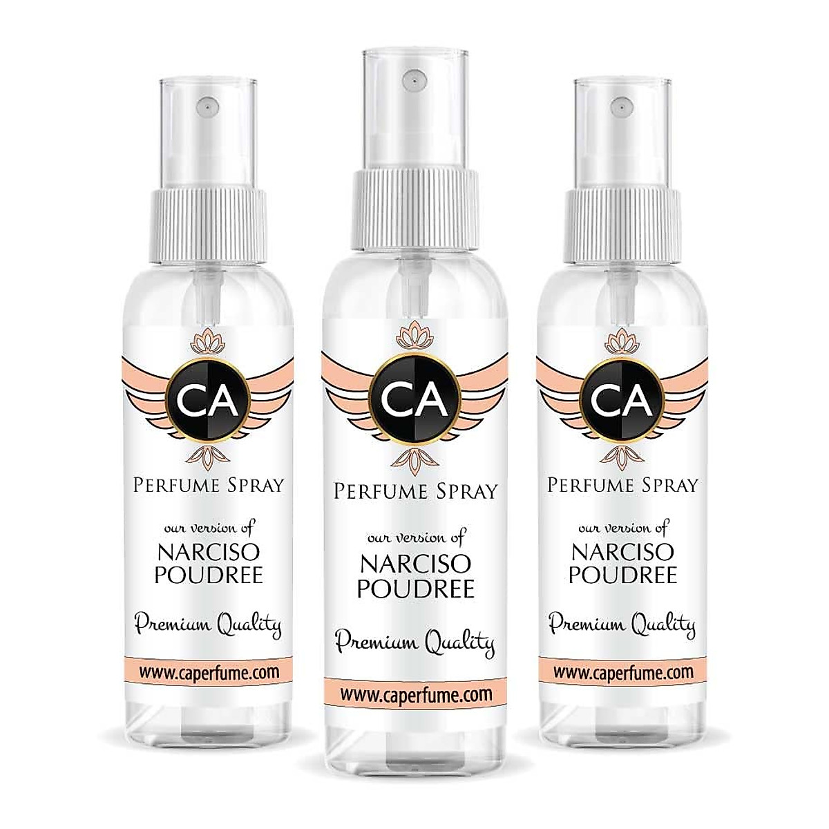 CA Perfume Impression of Narciso Poudree For Women Replica Version Fragrance Dupes Concentrated Long Lasting Eau de Parfum Spray Refillable Atomizer Bottle 2 Fl Oz/60ml-X3