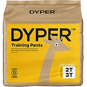 DYPER Viscose from Bamboo Toddler Potty Training Pants Girls & Boys Size 2T-3T, Honest Ingredients, Day & Overnight, Made with Plant-Based* Materials, Hypoallergenic for Sensitive Skin, Unscented 26Ct