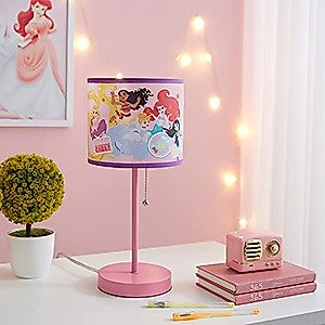 Idea Nuova Disney Princess Stick Table Lamp with Printed Shade, 15.5" H x 7.5" W,metal