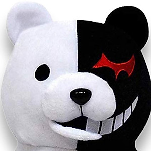 TIMSOPHIA Black White Bear Kids Monokuma Bear Plush Doll for Boys Girls Birthday Child Pillow Toy Home Decor Adornment(25cm)