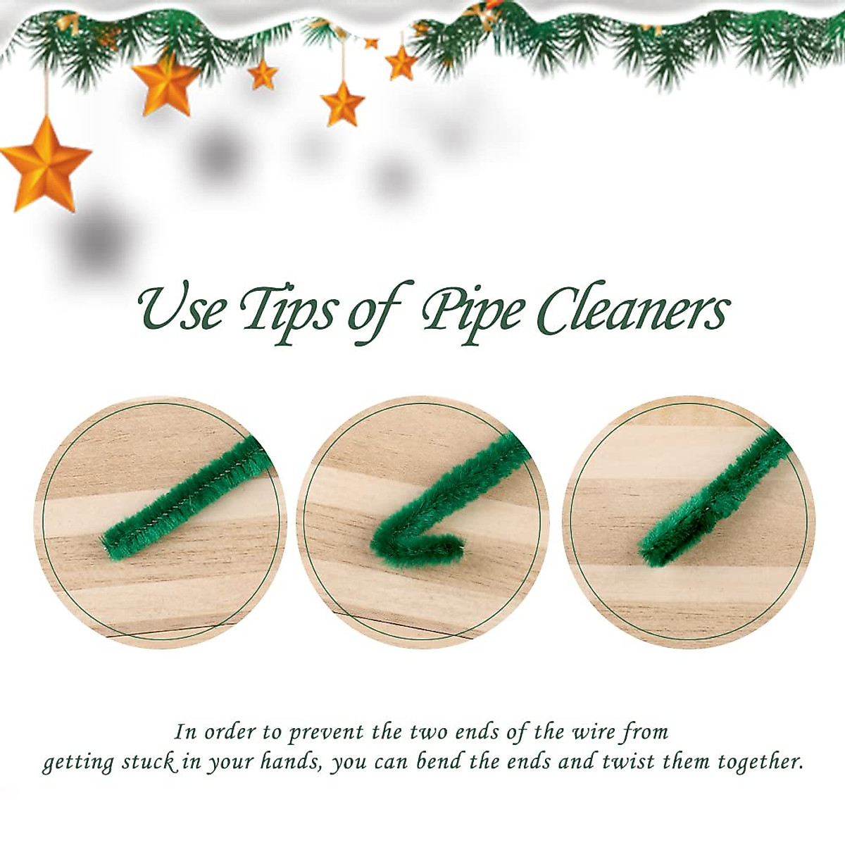 110 Pieces Green Pipe Cleaners, Pipe Cleaners Craft, Craft Pipe Cleaners Chenille Stem Bulk, Art Pipe Cleaners for Creative Decoration Christmas Valentine's Mother's Day