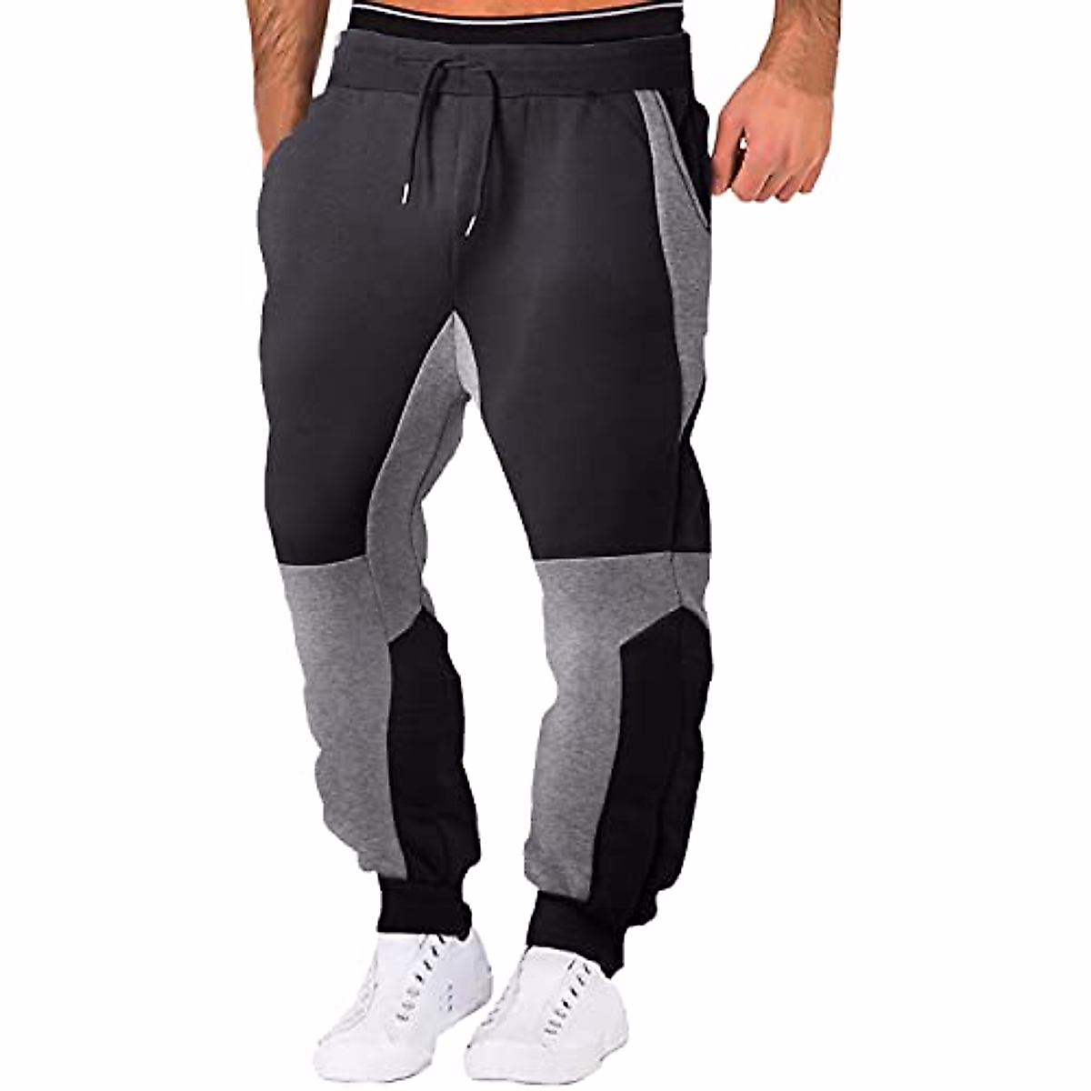 Men's Tech Fleece Active Athletic Casual Open Bottom Cargo Sweatpants with Pockets Men's Cotton Sweatpants with Cargo Pockets Open Bottom Yoga Pants for Men Lounge Pants for ZXUS214-PANT0874 Black
