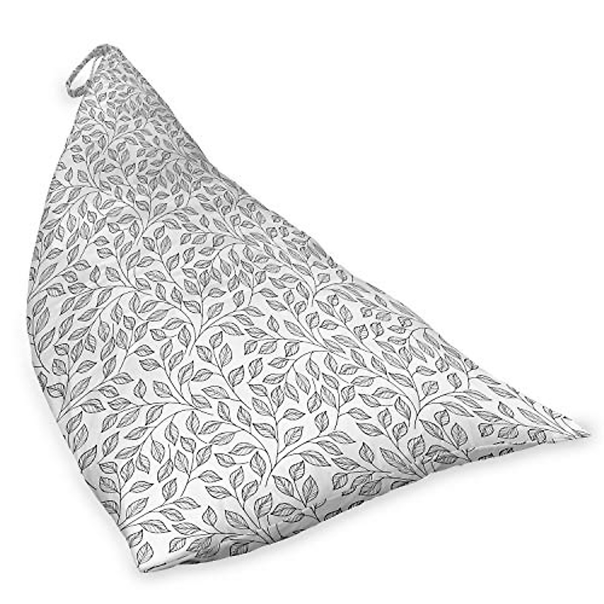 Ambesonne Leaves Lounger Chair Bag, Hand Drawn Style Simple Minimalist Floral Pattern Rustic Country Life Inspiration, High Capacity Storage with Handle Container, Lounger Size, Black White