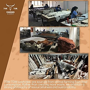 Tomtom Cowhides Brindle Medium Cowhide Rug 100% Natural Leather Rugs 6x6