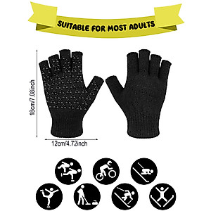 4 Pairs Unisex Winter Half Finger Knit Gloves Stretchy Non-Slip Winter Warm Knitted Fingerless Gloves (Black, Dark Gray, Gray, Brown)