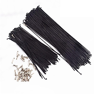 Kerjio Bicycle 14g Spokes Road Spokes with Nipples Black Bicycle Spokes 258MM