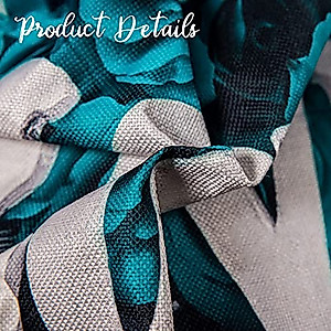 Teal Green Throw Pillow Covers 18x18 Set of 4, Turquoise Rose Flower Couch Pillow Cover Outdoor Patio Furniture Home Decor， Linen Cotton Square Grey Dark Blue Pillowcases Living Room Sofa Decorative