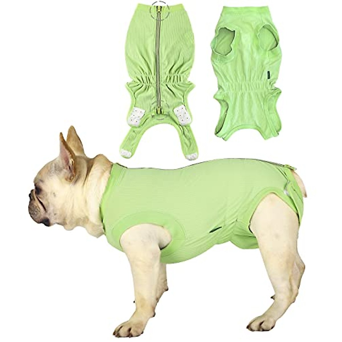 Sychien Dog Recovery Suit Large for Female Spay,Male Post Surgery Recovery Combed Cotton Bodysuit,Green XXL