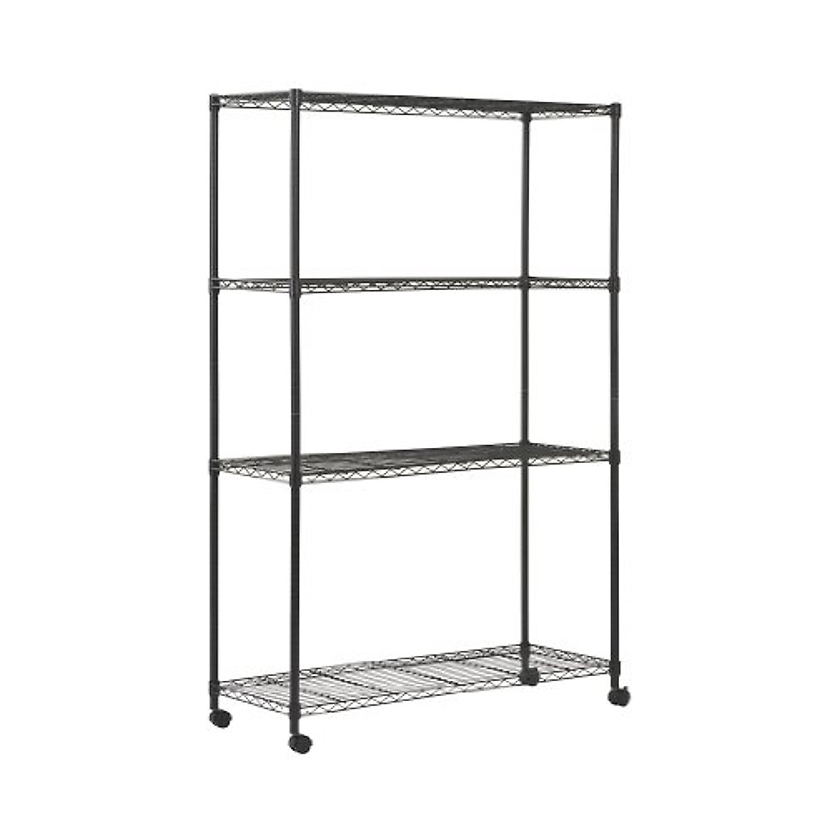 Sandusky MWS481872 4-Tier Mobile Wire Shelving Unit with 2" Nylon Casters, 4 Wire Shelves, Black, 72" Height x 48" Width x 18" Depth