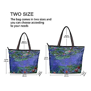Women's Tote Shoulder Bag Claude Monet Water Lilies Top Handle Bag Handbag