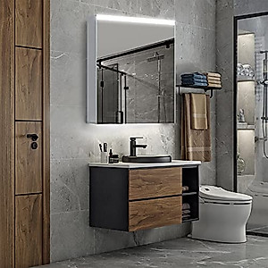 ExBrite LED Lighted Bathroom Medicine cabinets with Mirror,24 x 30 inch Mirror Medicine Cabinet,Aluminum Frame,3-Layer Storage Shelves,Infrared Sensor Switch,Dimmable(Right Opening Door)